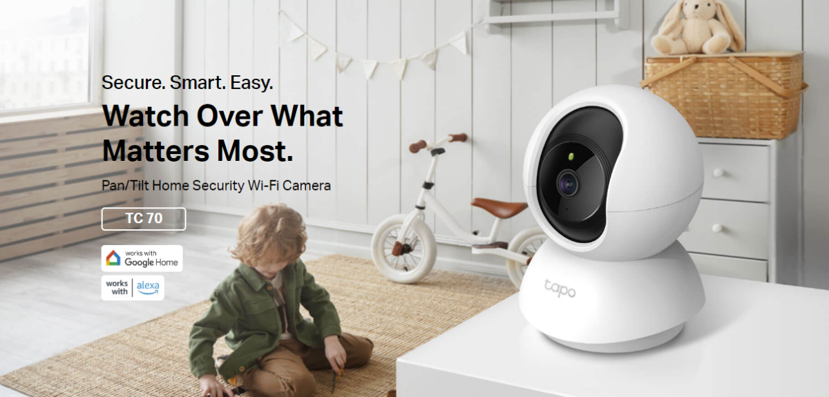 Tp-Link TAPO TC70 2MP Pan/Tilt Home Security Wi-Fi Camera (White ...