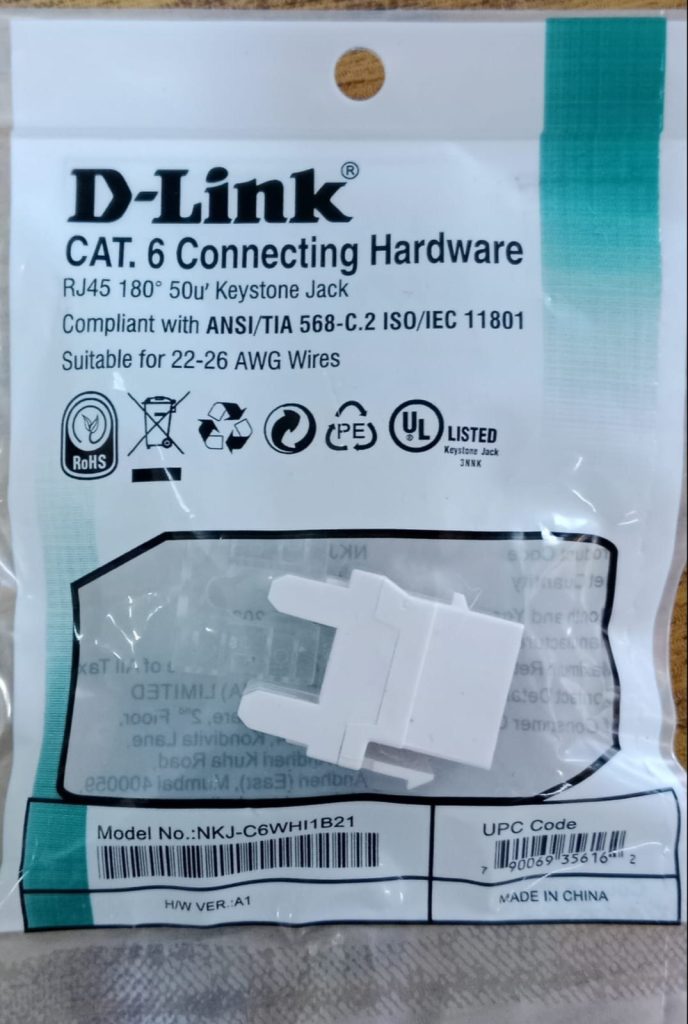 D-Link RJ45 Cat 6 I/O | Keystone Module Punch Down White Connector NKJ ...