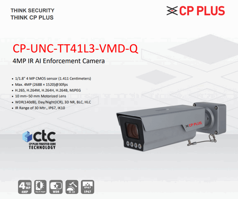 CP Plus New STQC 4mp ANPR AI CCTV CTC Technology Camera CP-UNC-TT41L3 ...
